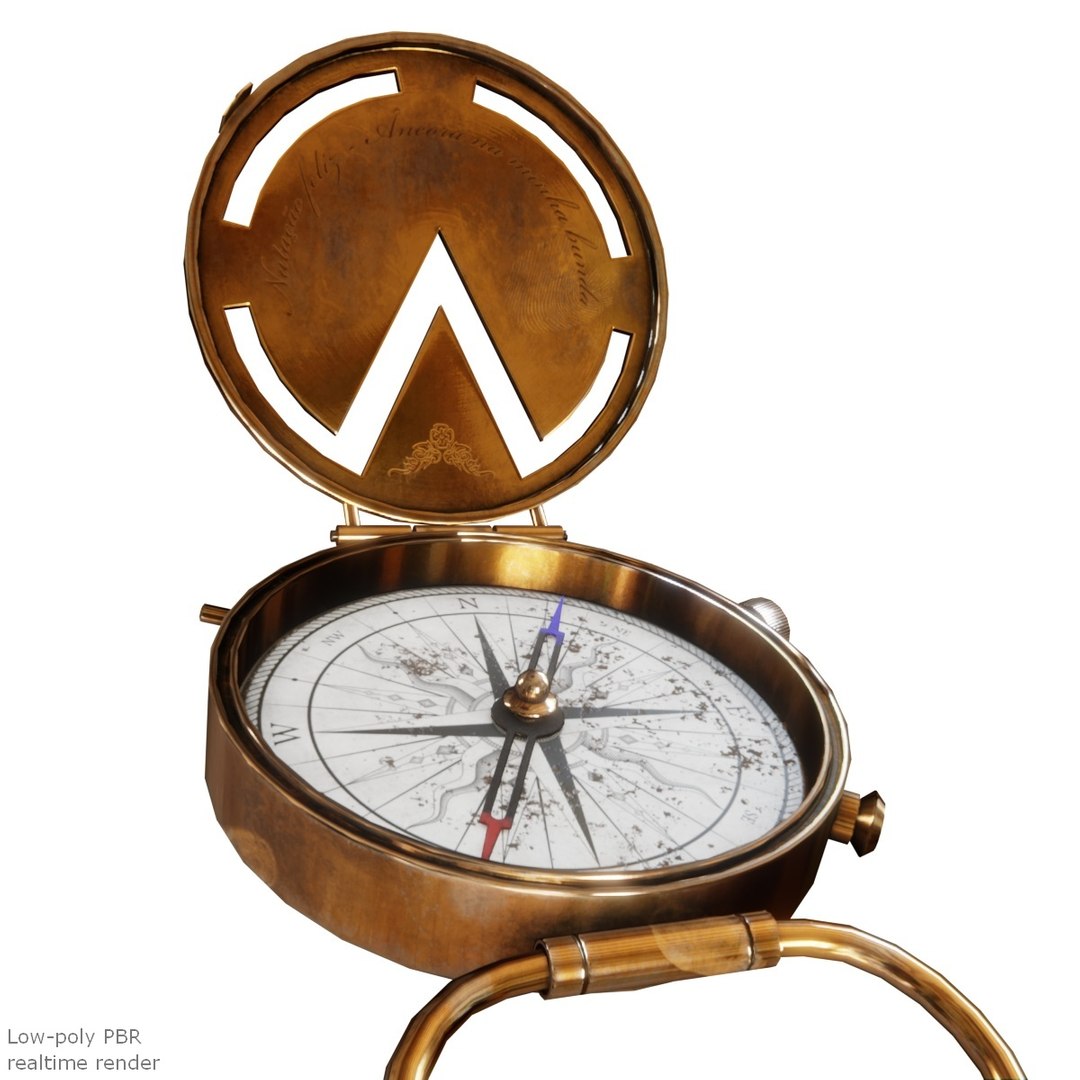 3D vintage old compass pbr model - TurboSquid 1454084