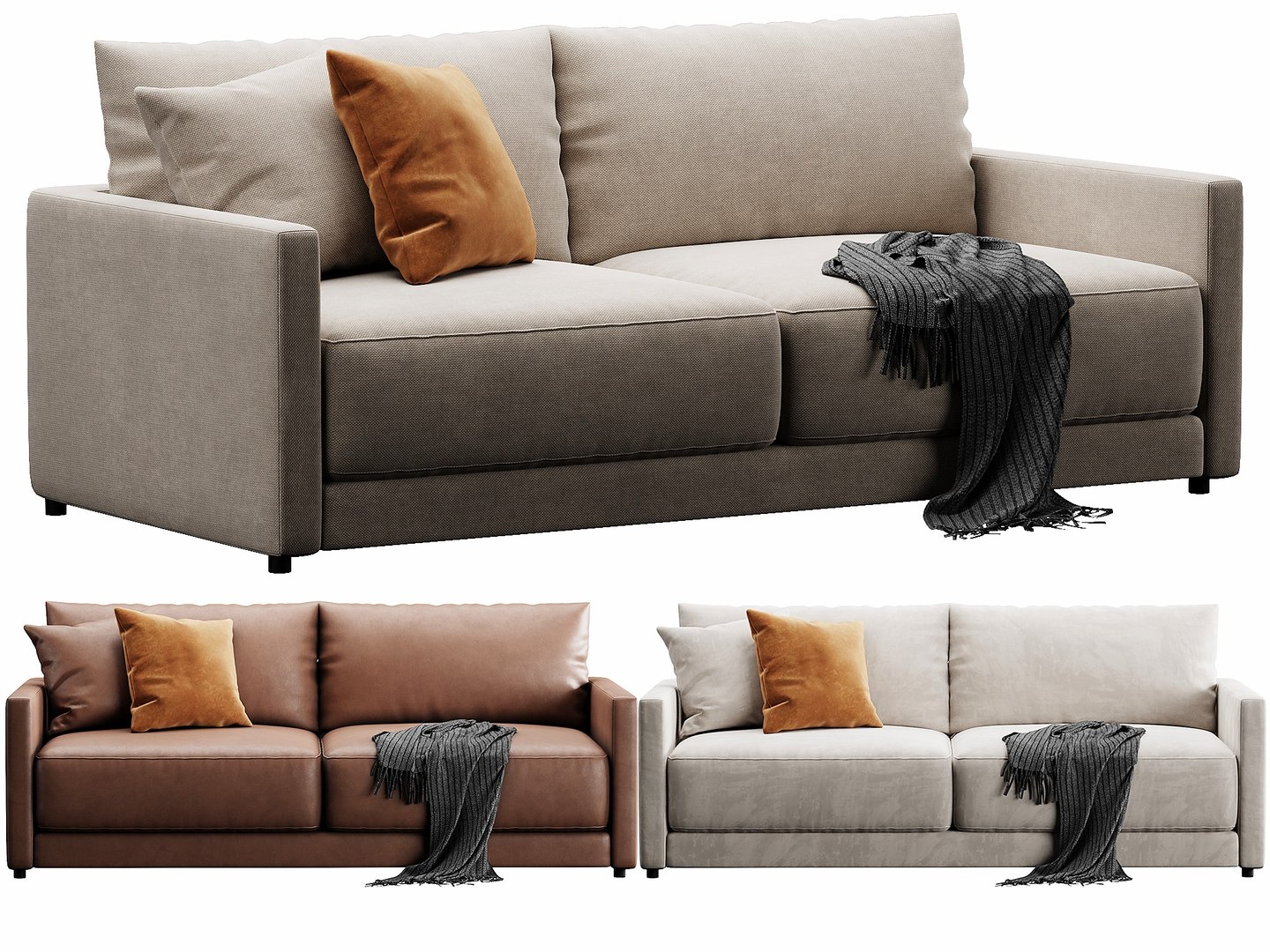 3D Model Crate And Barrel Gather Sofa - TurboSquid 2208723