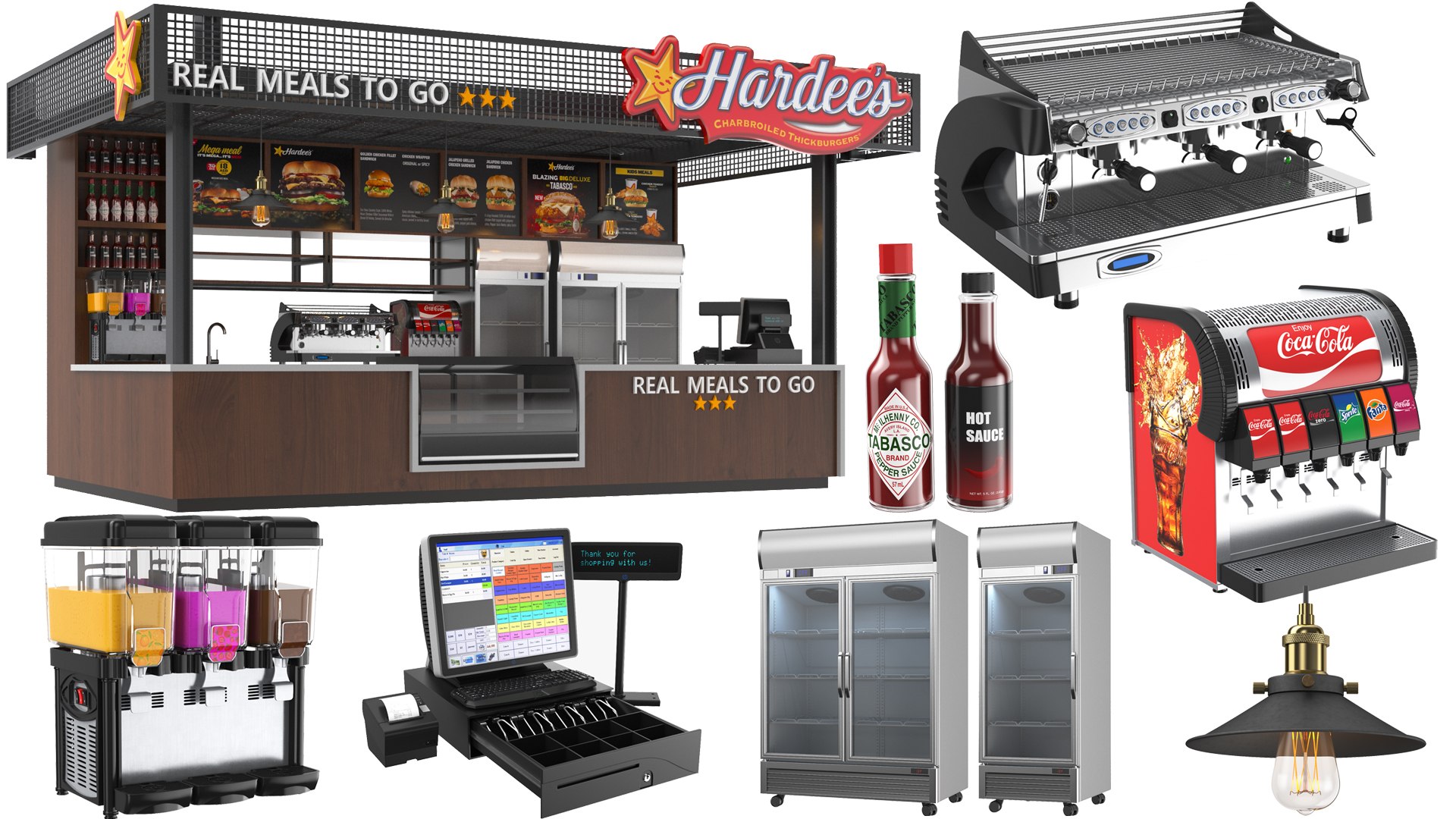 Two Detailed Fast Food Restaurants Kiosk And Truck 3D - TurboSquid 2094810