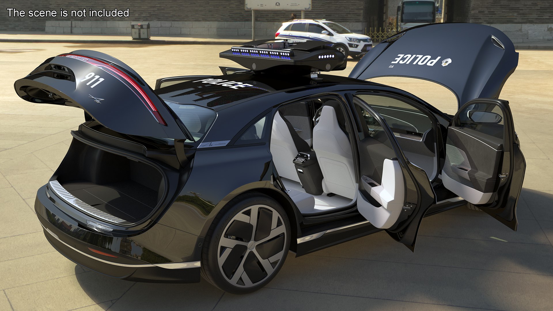 Lucid Air Electric Police Car With Drone Launch Pad Rigged For Cinema ...