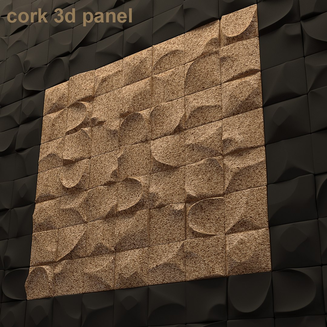 3d Cork Wood Panel Model