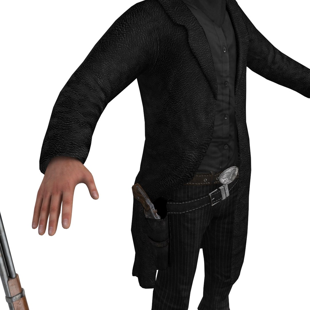 3d Model Cowboy Belt Revolver