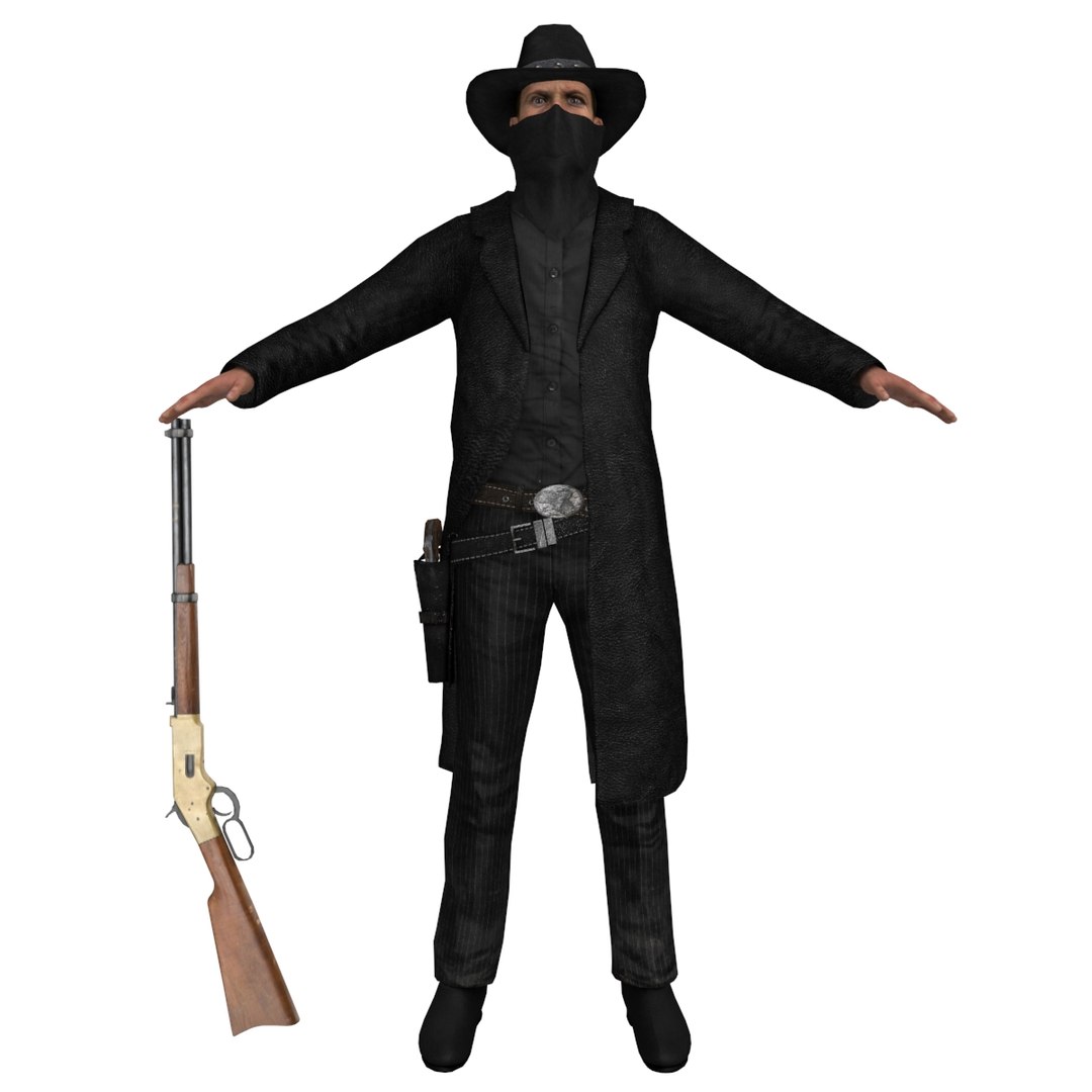 3d Model Cowboy Belt Revolver