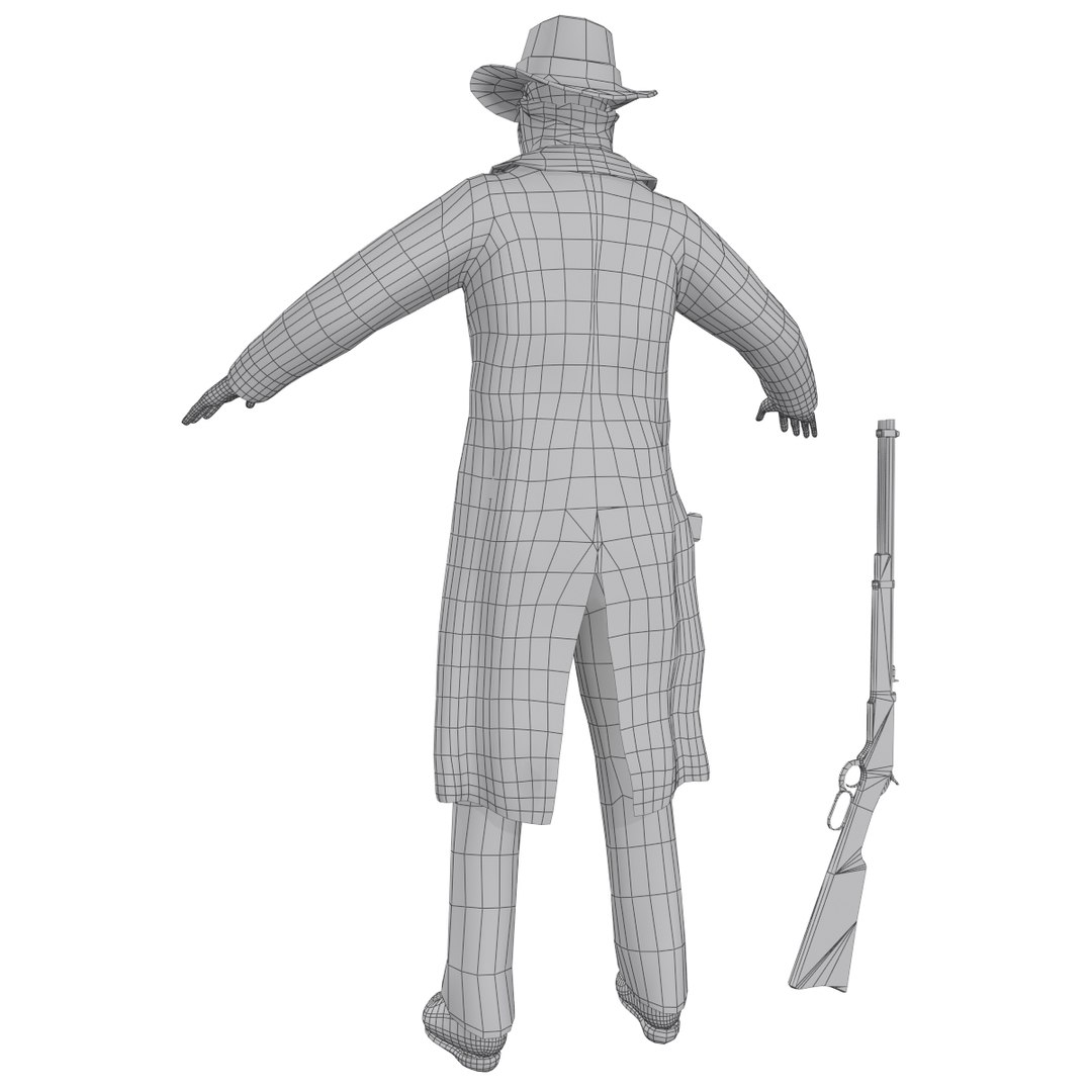 3d Model Cowboy Belt Revolver