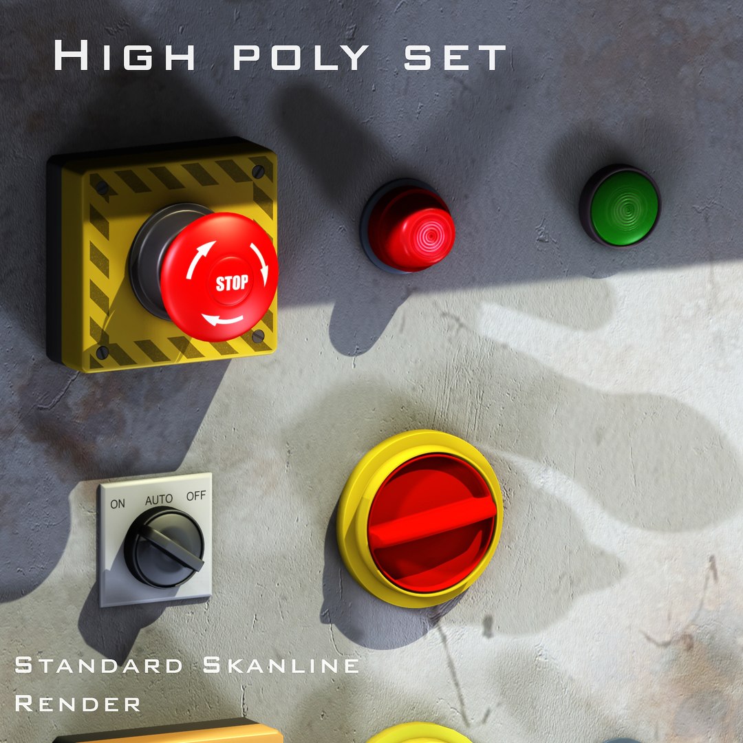 control buttons pack 3d obj