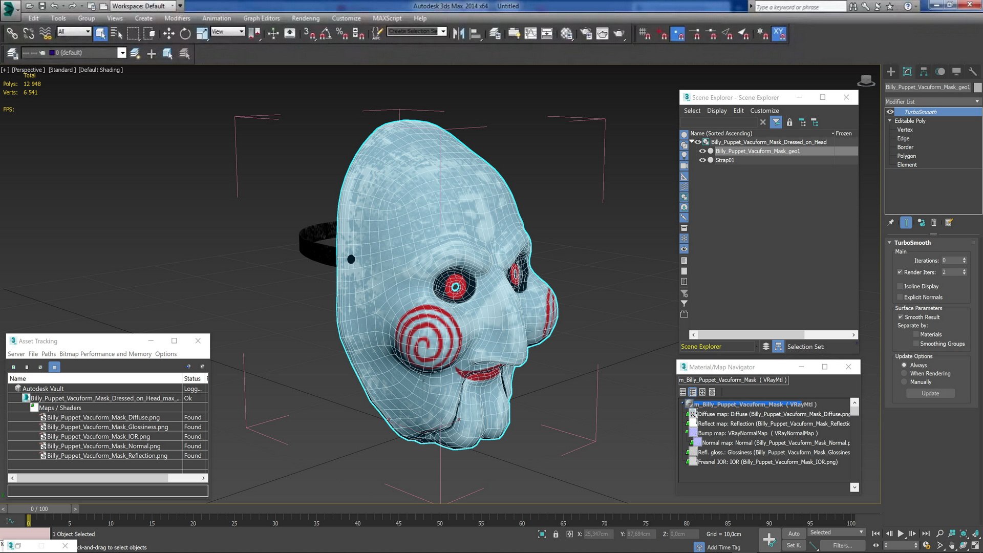 3D Billy Puppet Vacuform Mask Dressed On Head - TurboSquid 2005961