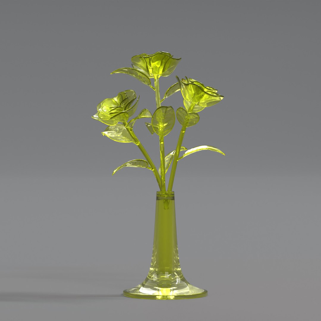 Glass Flower Showpiece Yellow 3D Model - TurboSquid 2204594