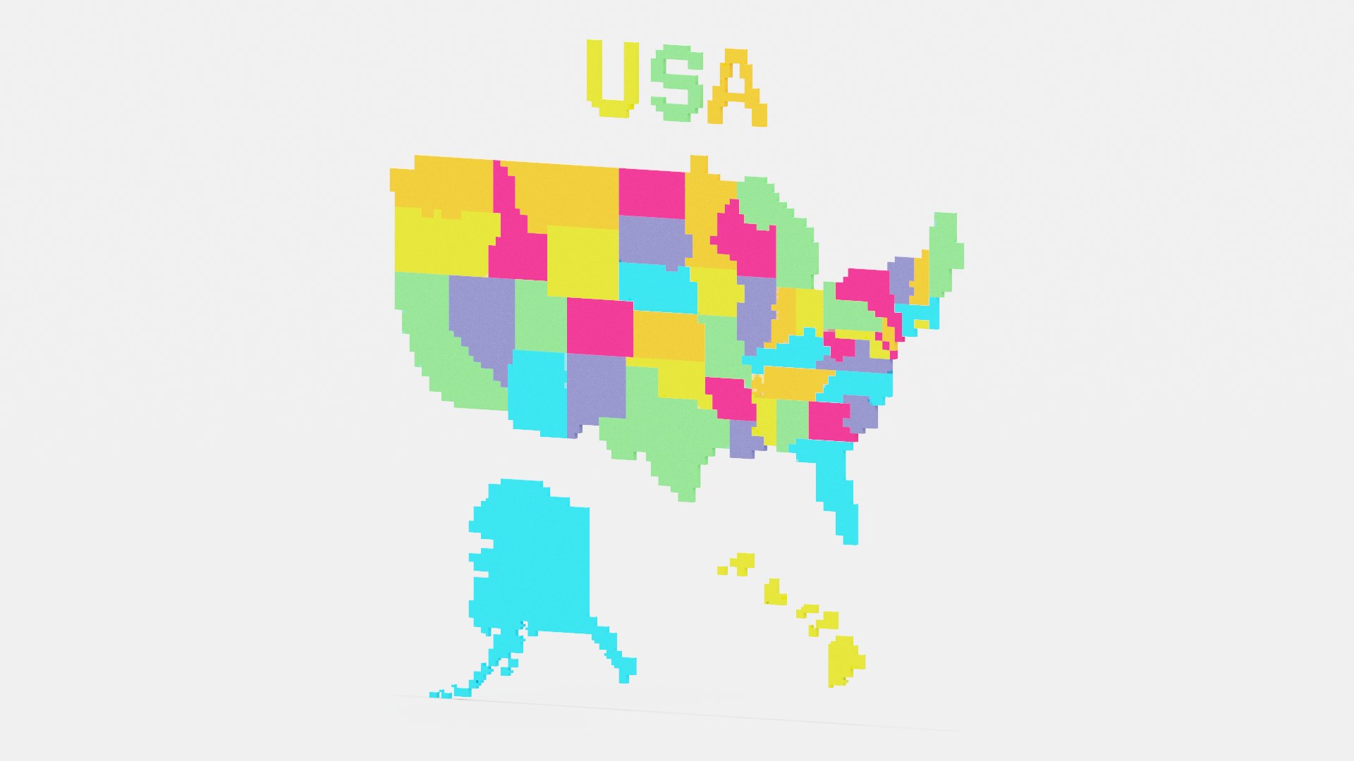 3D Model Pixel USA Map - TurboSquid 1886824