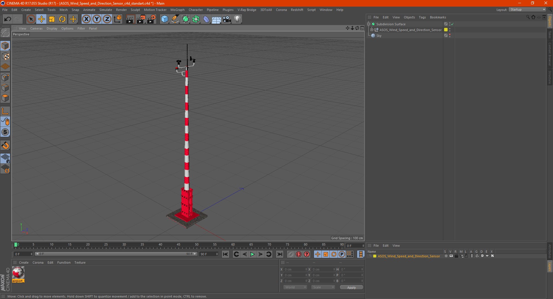 3D wind speed direction sensor - TurboSquid 1713290