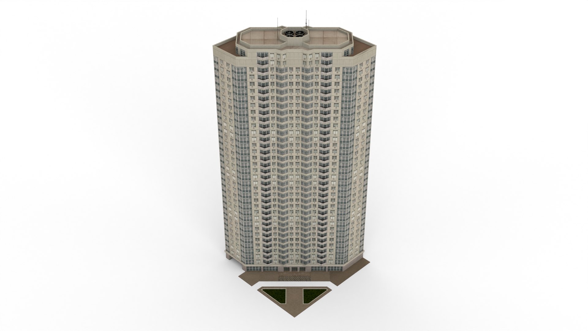 3D Long Apartment Company Building - TurboSquid 2211368