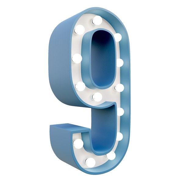 3D Marquee number nine light bulb glow sign 3dmodel model - TurboSquid ...