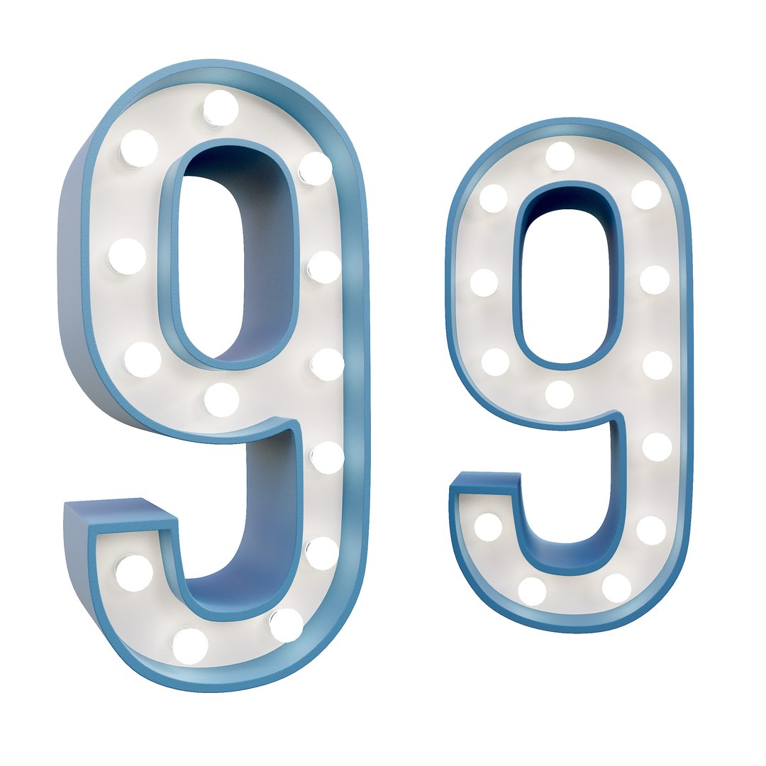 3D Marquee number nine light bulb glow sign 3dmodel model - TurboSquid ...