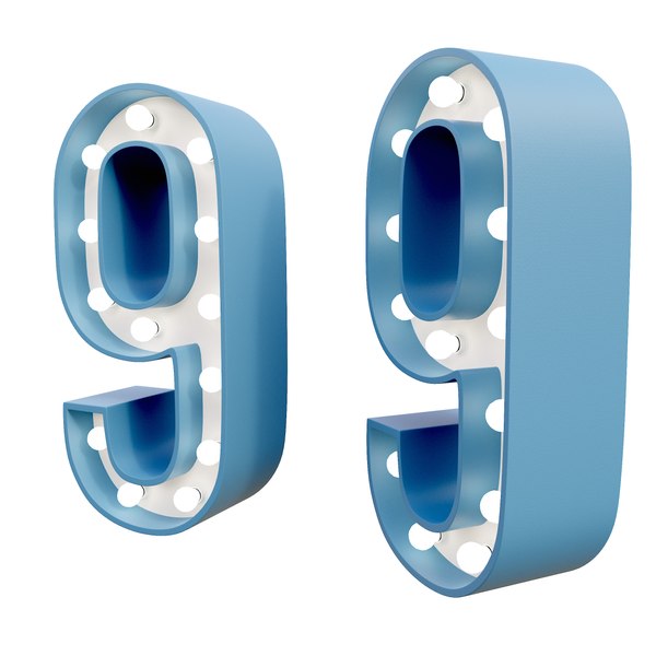 3D Marquee number nine light bulb glow sign 3dmodel model - TurboSquid ...