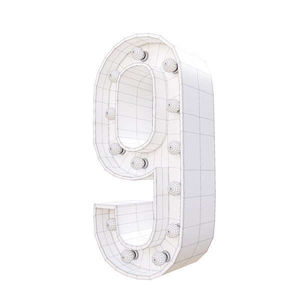 3D Marquee number nine light bulb glow sign 3dmodel model - TurboSquid ...