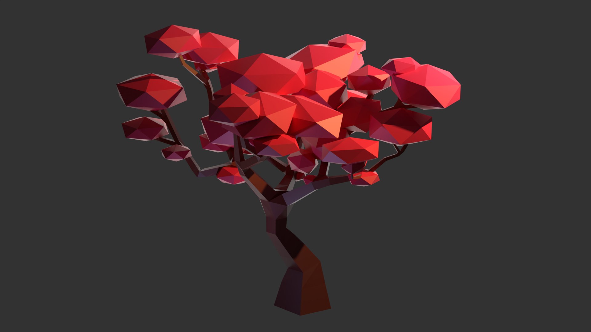 Low Poly Pink Tree Model - TurboSquid 2348508