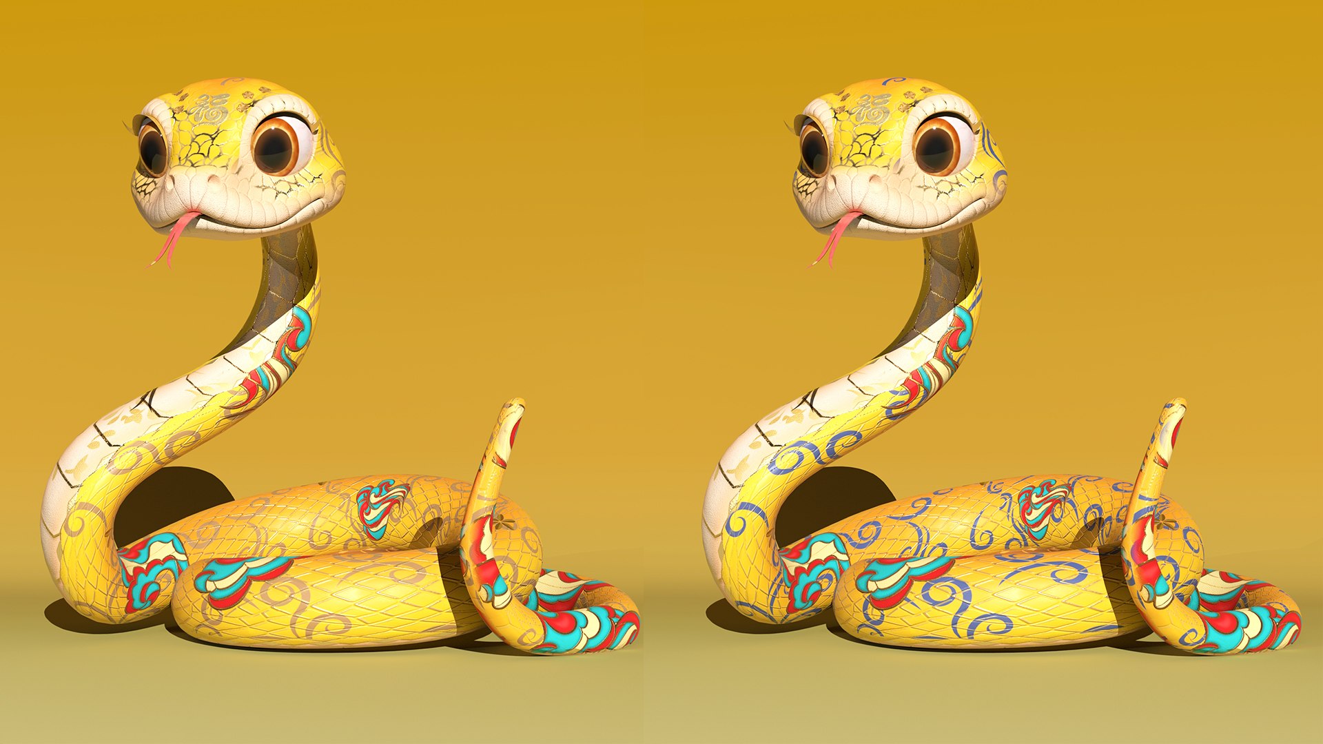 3D Lunar New Year Snake Cartoon Snake - TurboSquid 2324400