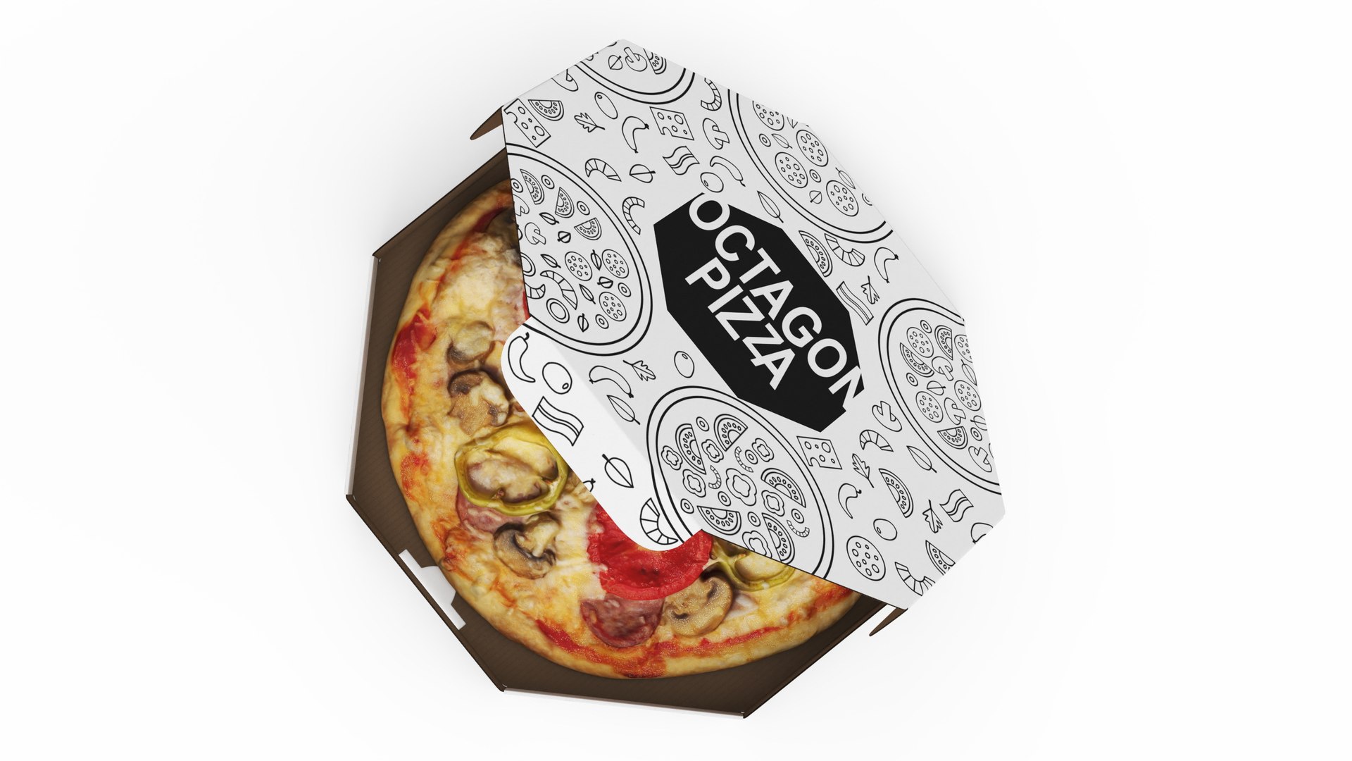 Octagonal Pizza Box With Pizza Rigged 3D Model - TurboSquid 2000263