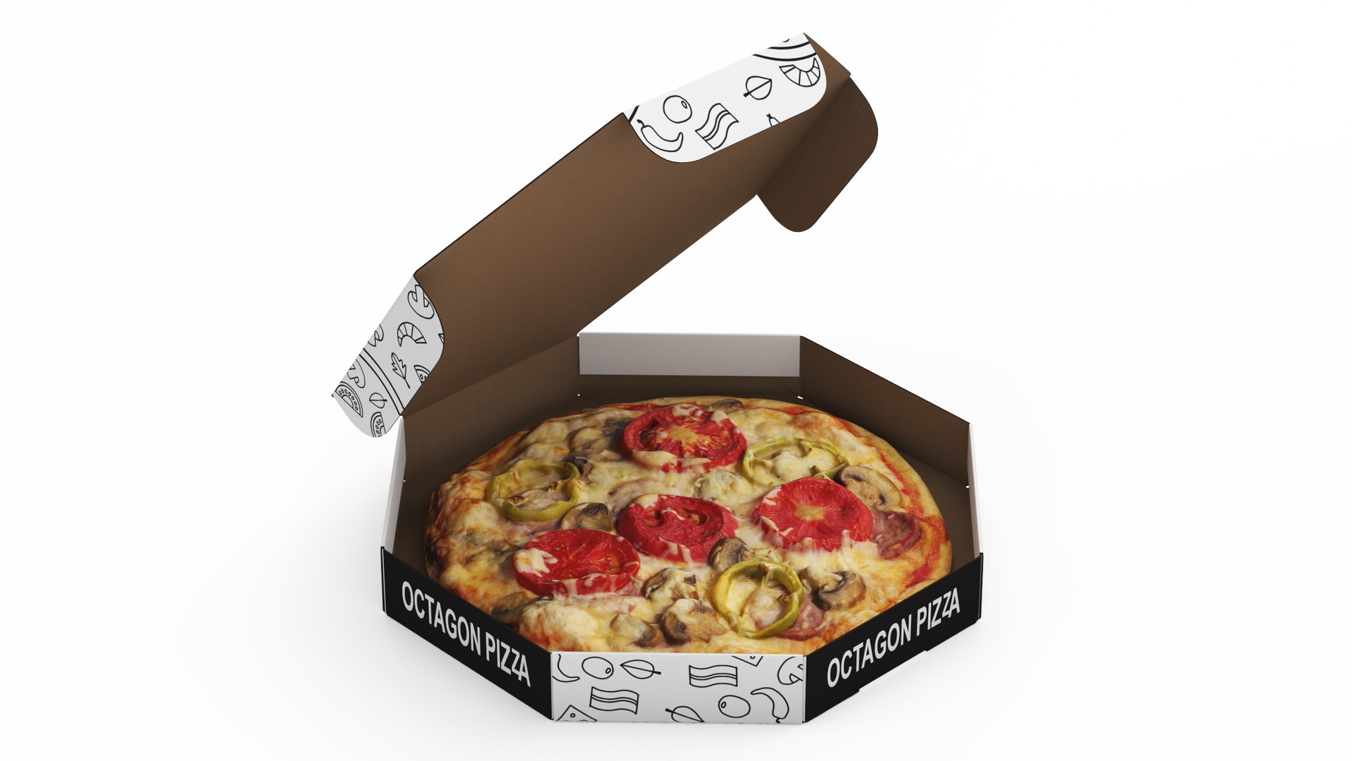 Octagonal Pizza Box with Pizza Rigged 3D model - TurboSquid 2000263