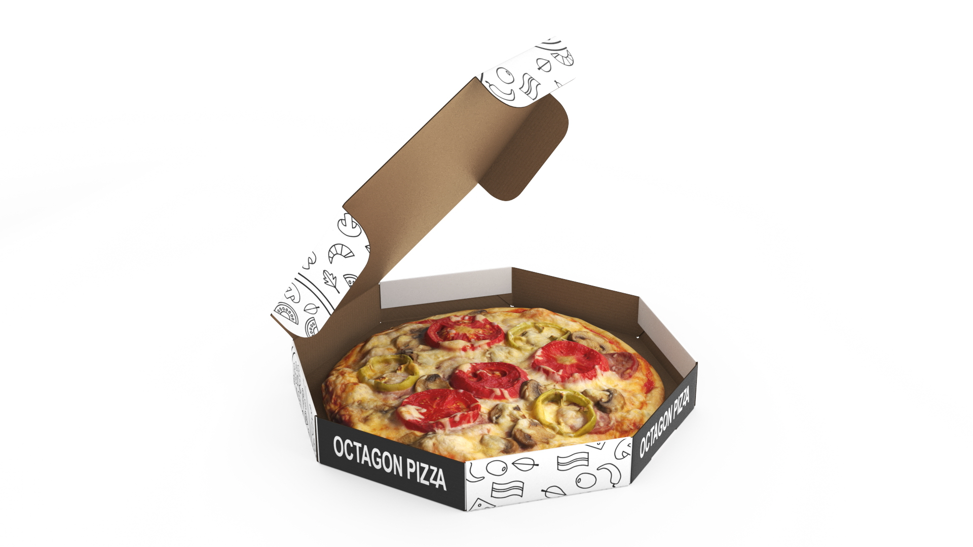 Octagonal Pizza Box With Pizza Rigged 3D Model - TurboSquid 2000263