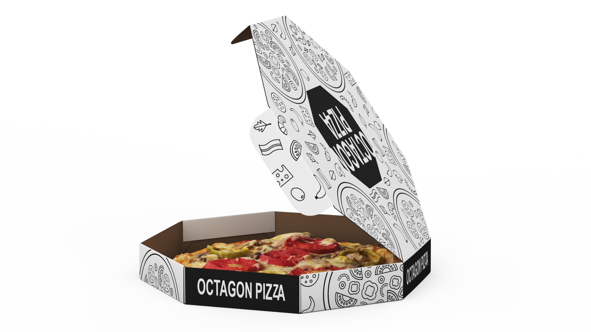 Octagonal Pizza Box With Pizza Rigged 3D Model - TurboSquid 2000263