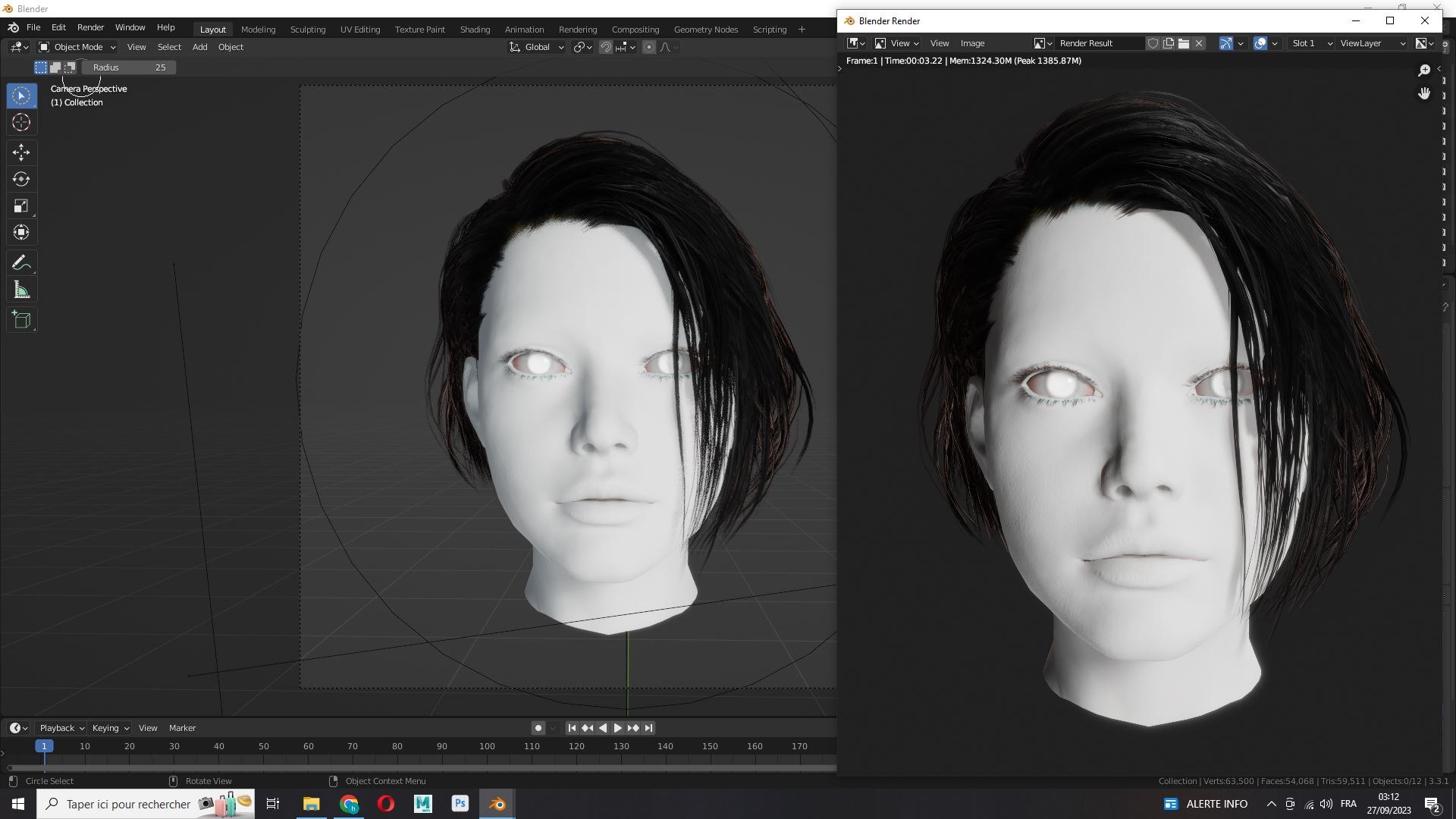3D Female Messy Bob Hairstyle Low-poly - TurboSquid 2139427