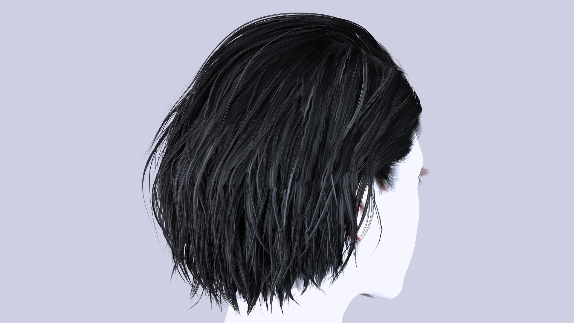 3D Female Messy Bob Hairstyle Low-poly - TurboSquid 2139427