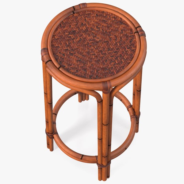 modelo 3d Taburete de bar en rattan redondo alto - TurboSquid 1736224