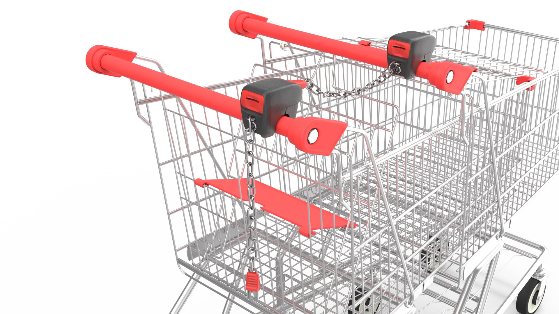 3D Trolley Shopping Carts Connected With Coin Locker Model - TurboSquid ...