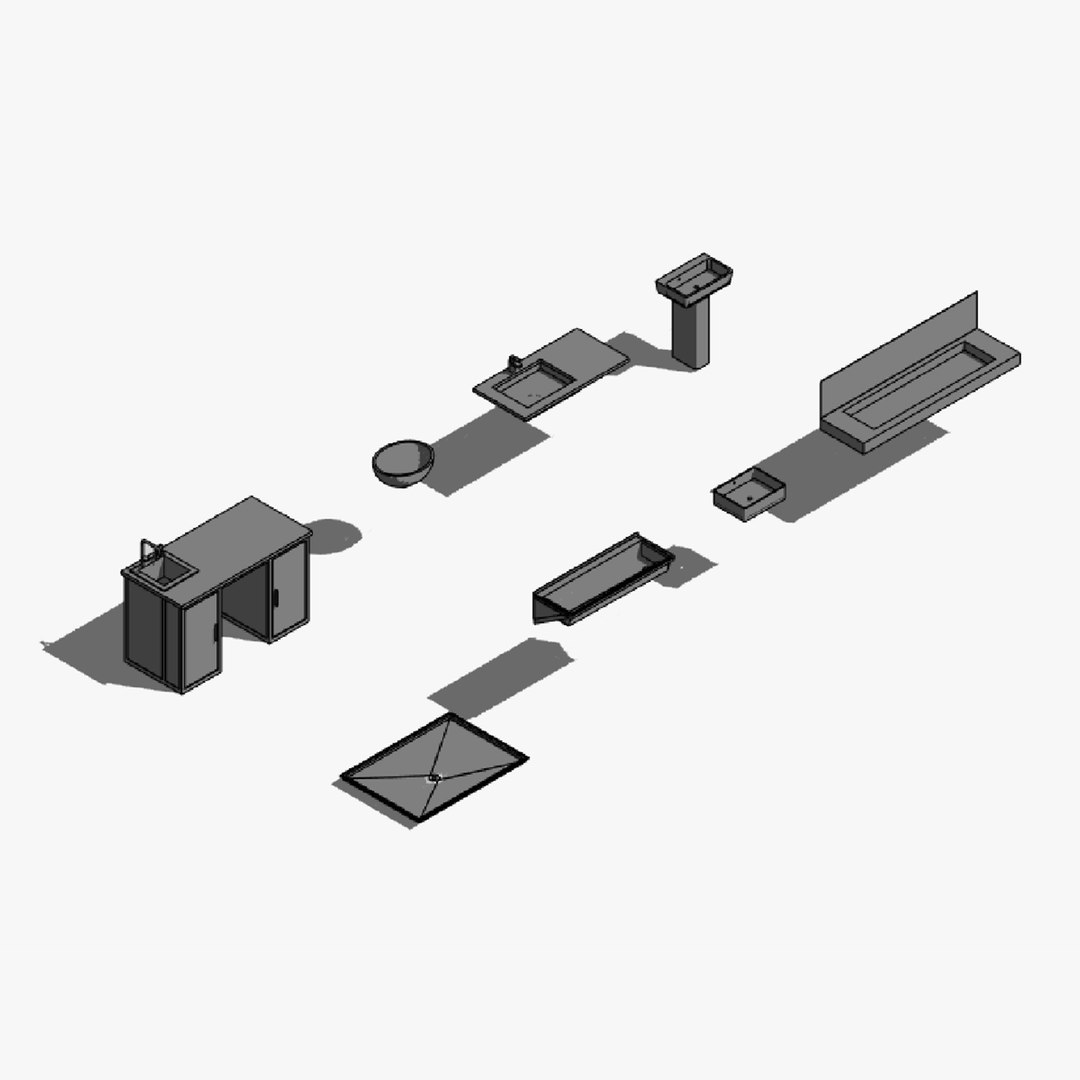 3D Washbasins - Pack Of Revit Families Model - TurboSquid 2017243