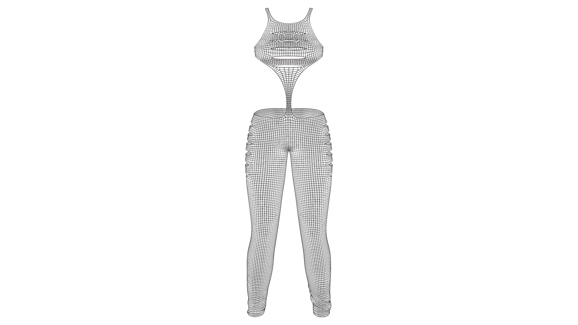 Black Shiny Leather Razor Cut Out Jumpsuit 3D Model - TurboSquid 1950166