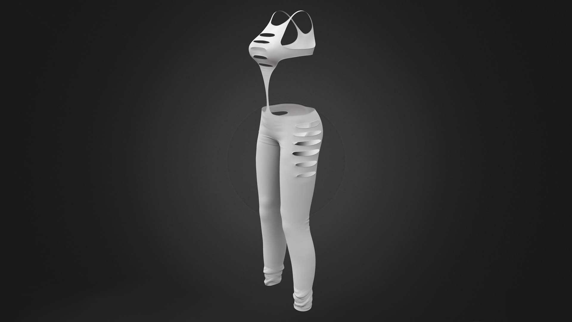 Black Shiny Leather Razor Cut Out Jumpsuit 3D Model - TurboSquid 1950166