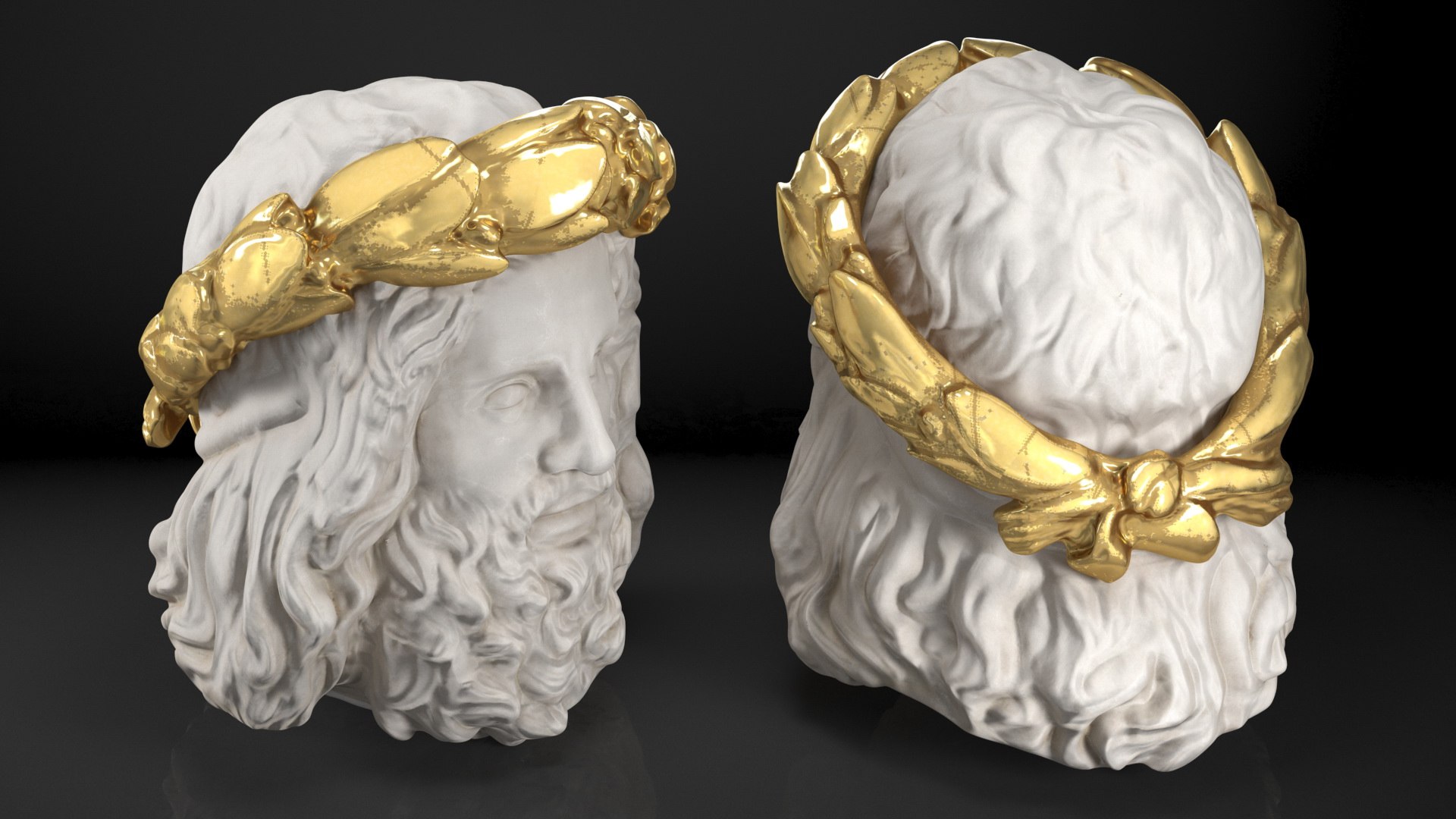 Zeus Head With Gold Wreath Sculpture Model - TurboSquid 1839428