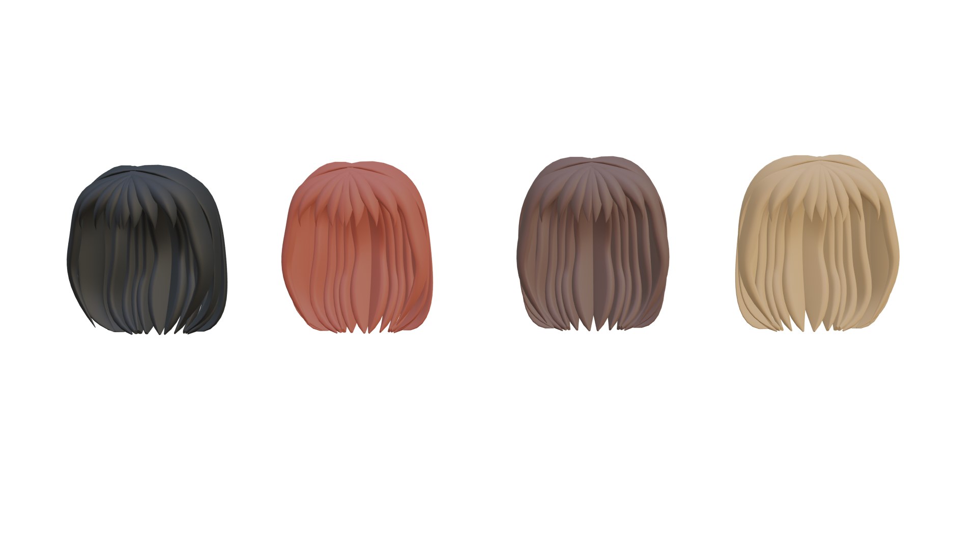 Woman Hair Short With Bangs - Cartoon 3D Model - TurboSquid 1833405