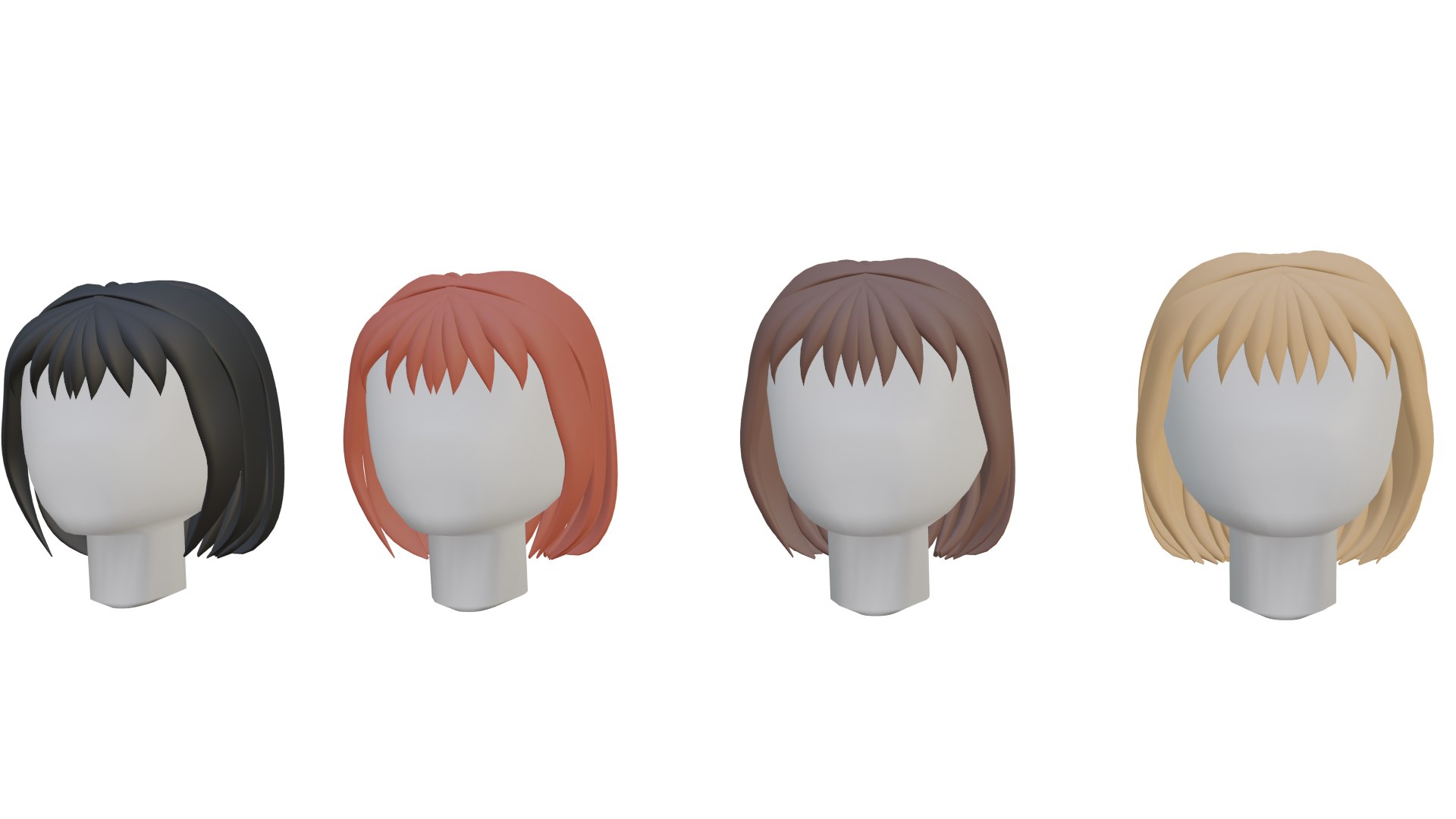 Woman Hair Short With Bangs - Cartoon 3D Model - TurboSquid 1833405