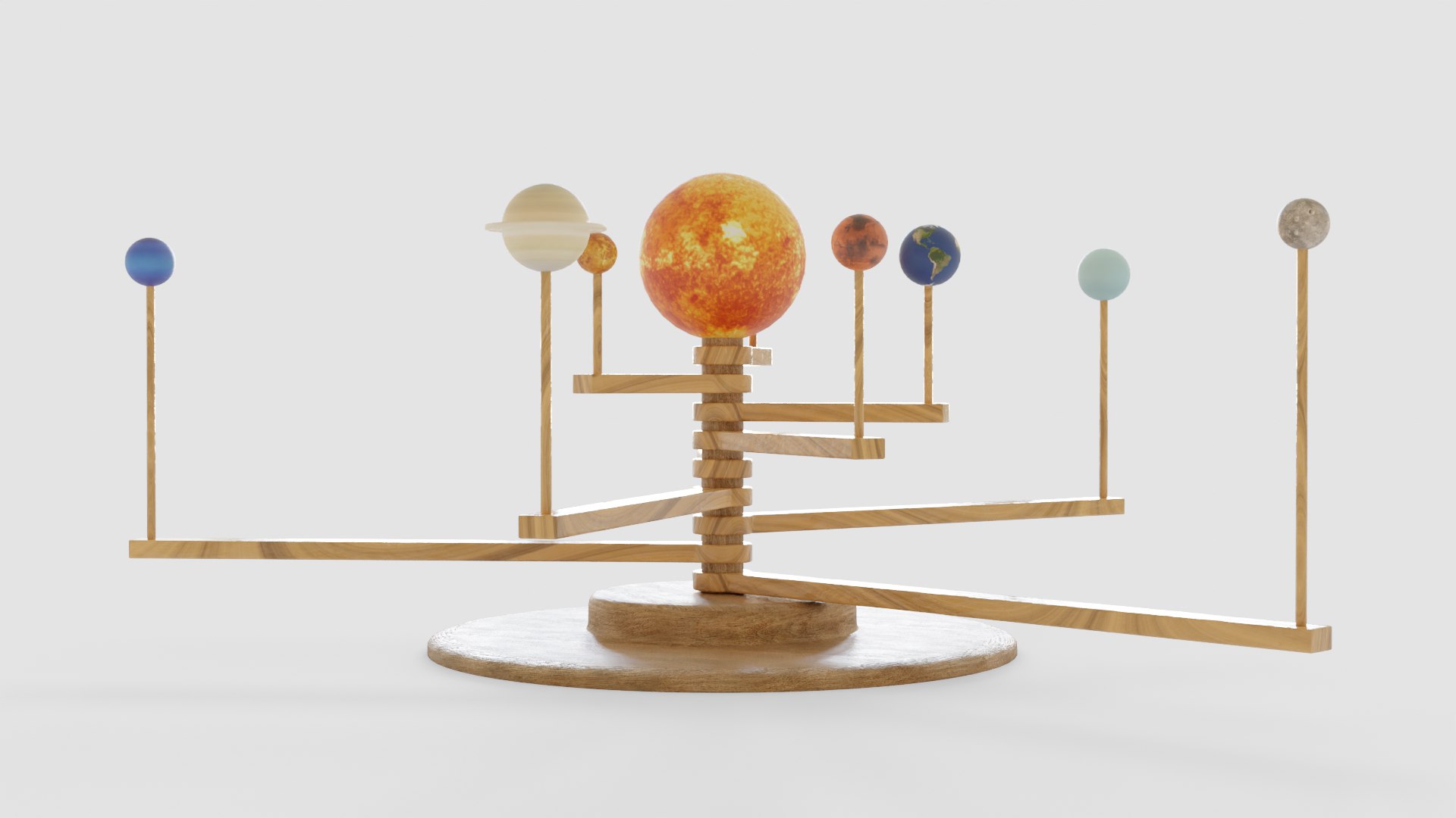 3D Wooden Solar System Model Model - TurboSquid 2126401