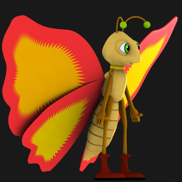 3d model butterfly character fly