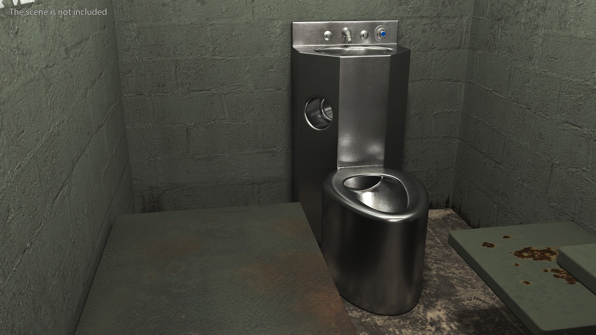 3D Dirty Stainless Steel Prison Toilet Sink Combo - TurboSquid 2111766