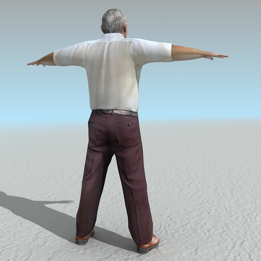 Casual Old Man 3d Model
