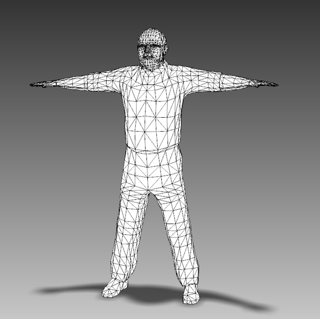 Casual Old Man 3d Model