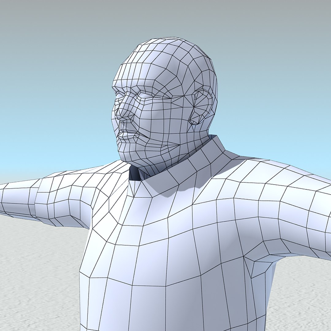Casual Old Man 3d Model