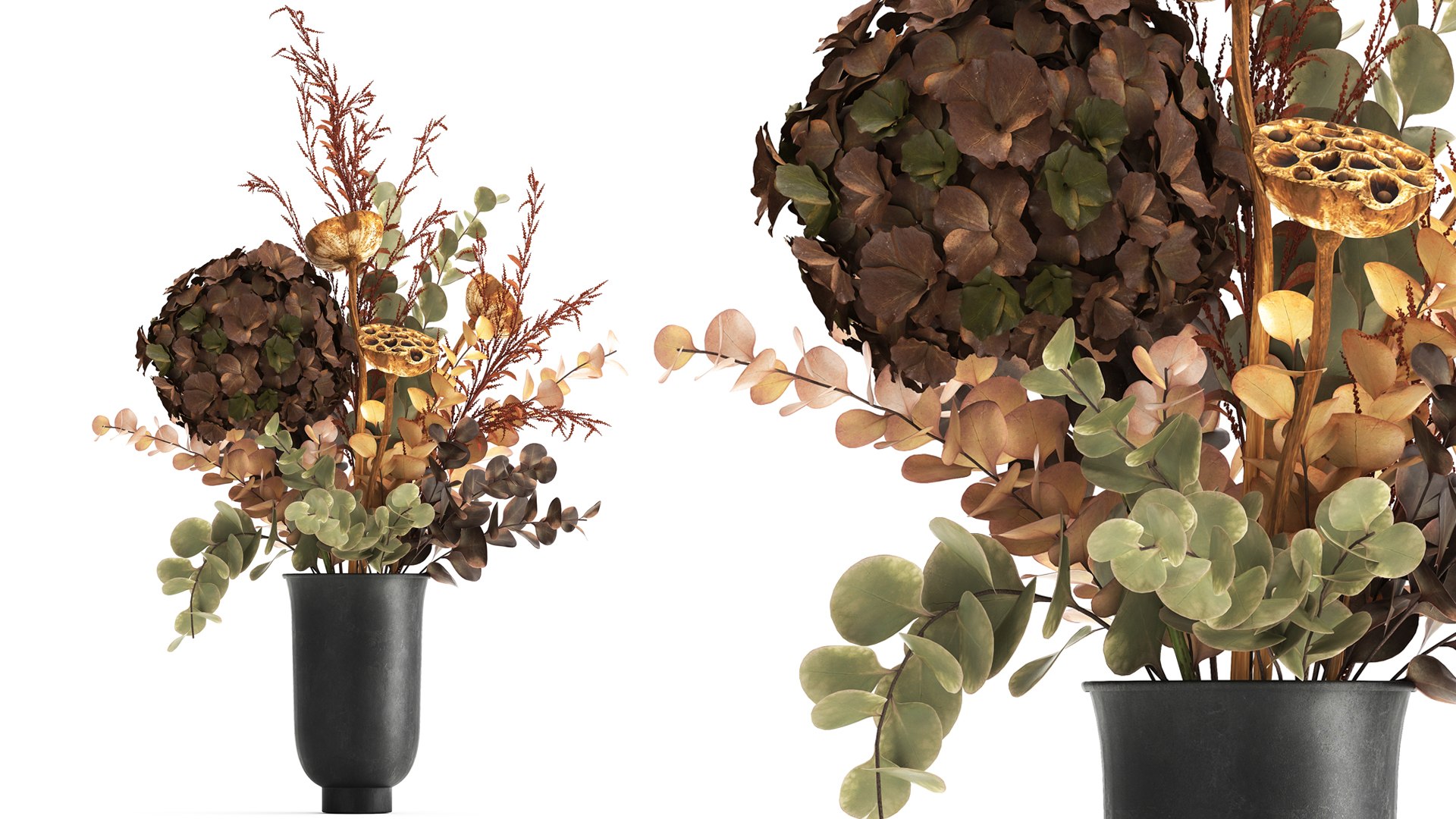 3D Bouquet Of Dried Flowers In A Glass Vase 159 Model - TurboSquid 1782020