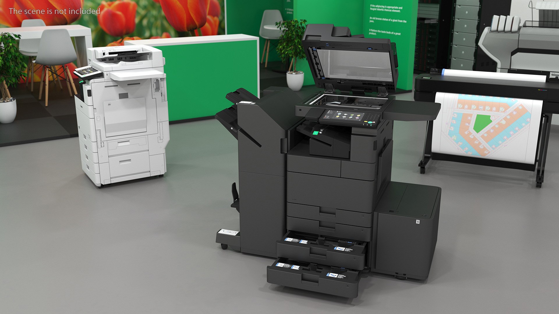 Laser MFP Black Scanner And Trays Open 3D Model - TurboSquid 2252261