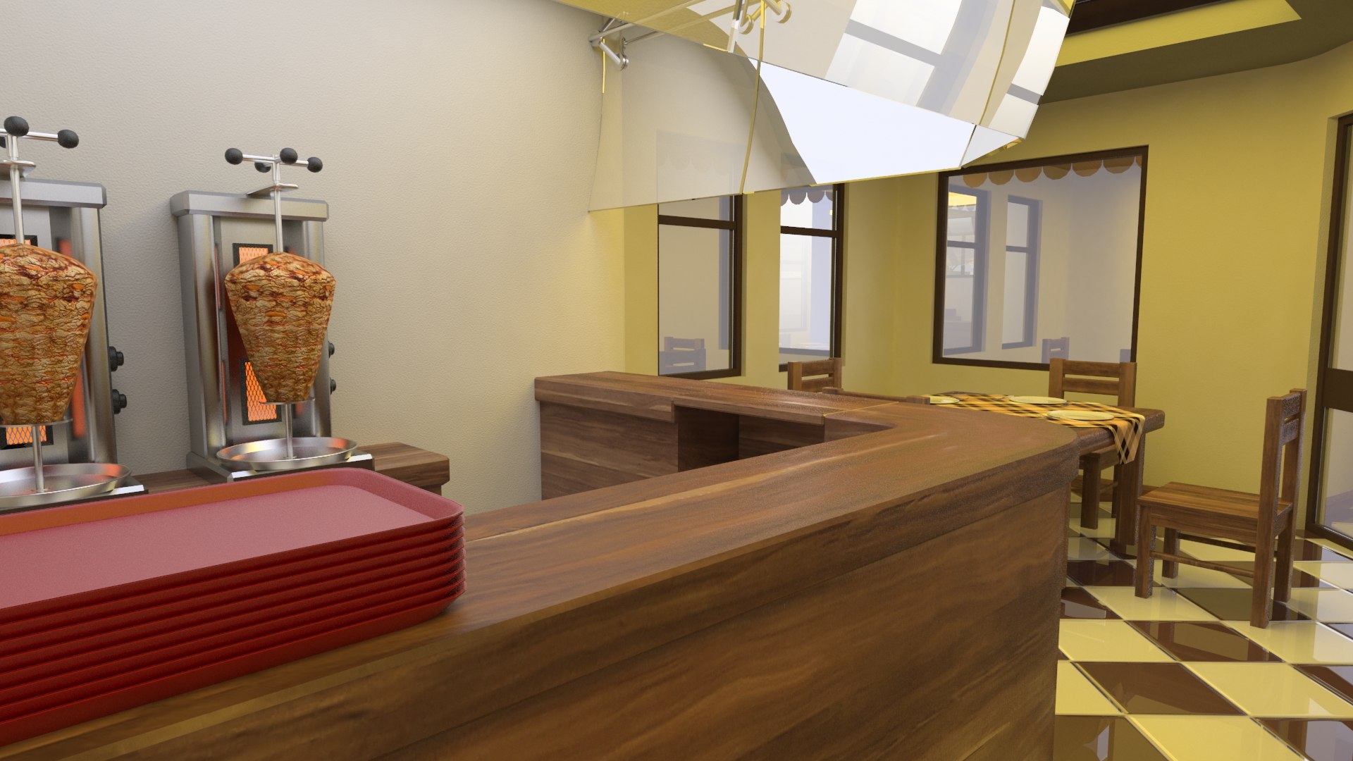 3d Model Cartoon Shawarma Restaurant