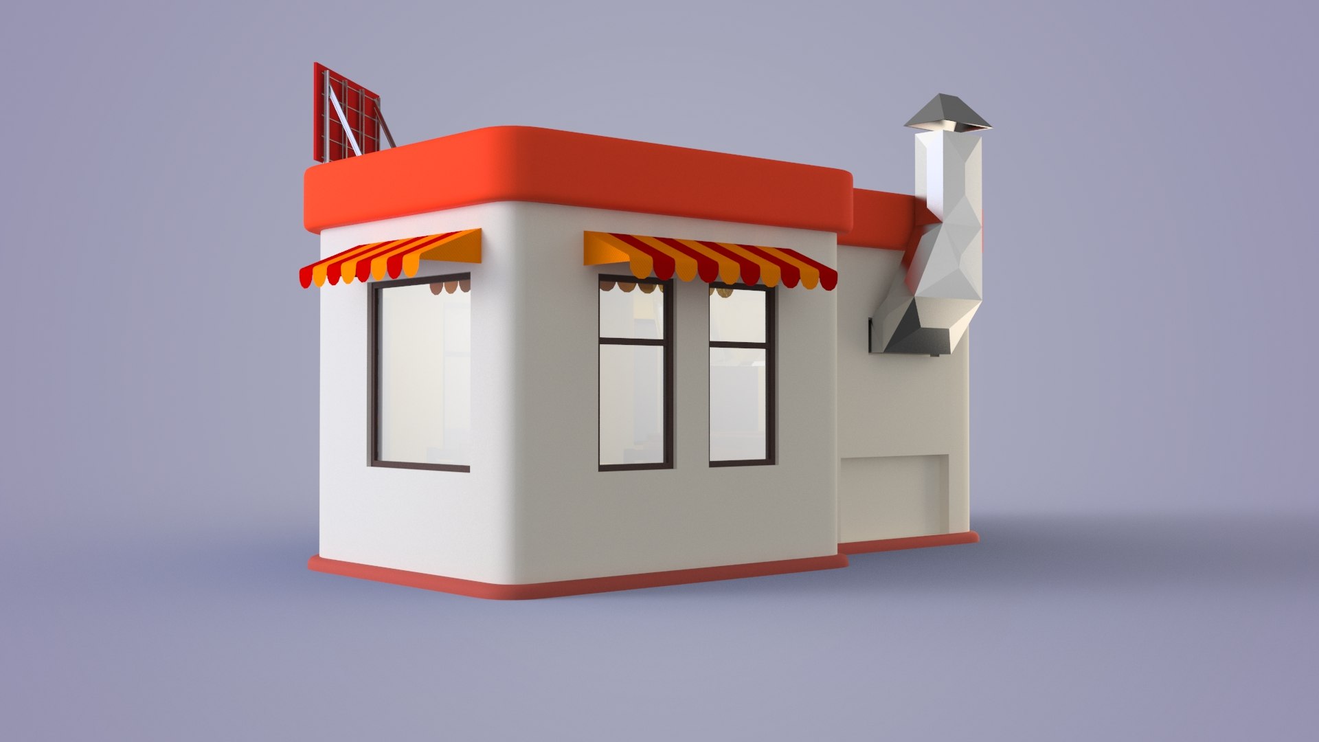 3d Model Cartoon Shawarma Restaurant