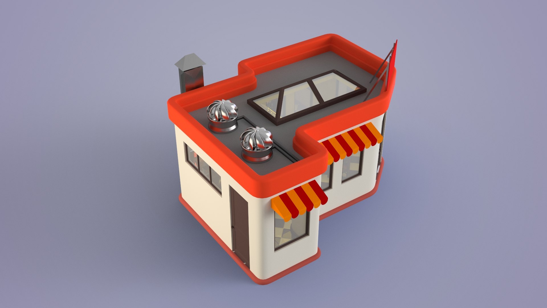 3d Model Cartoon Shawarma Restaurant