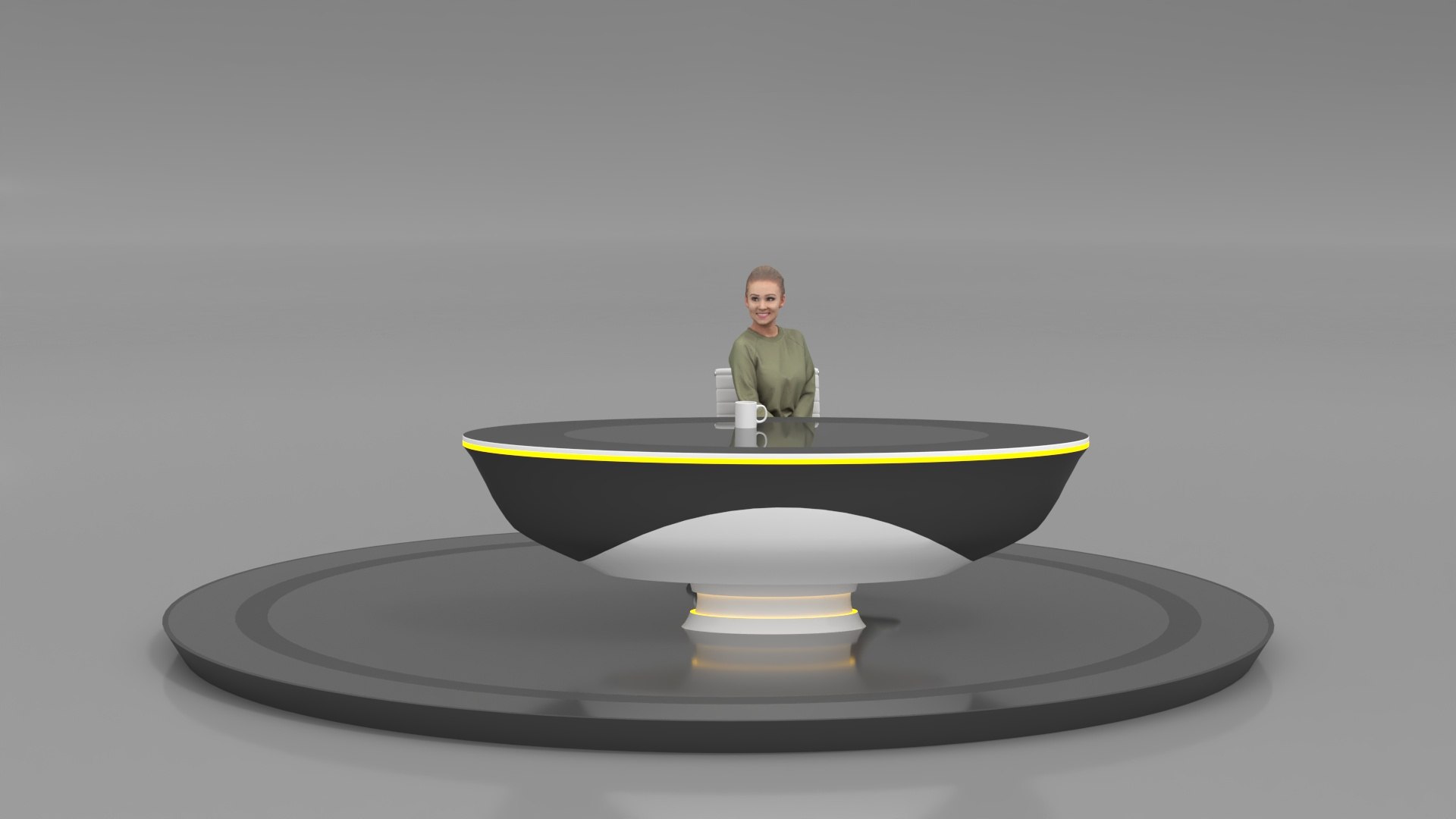 Round News desk 3D model - TurboSquid 2137832