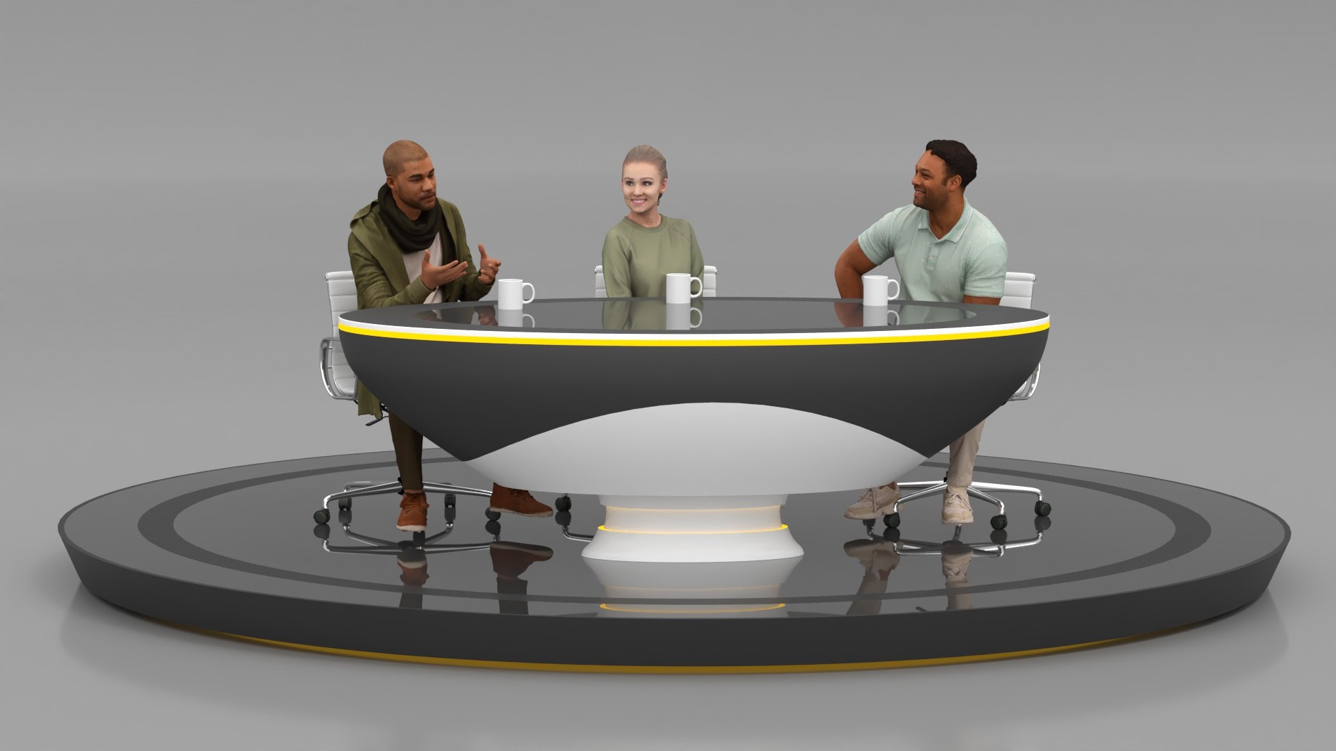 Round News desk 3D model - TurboSquid 2137832