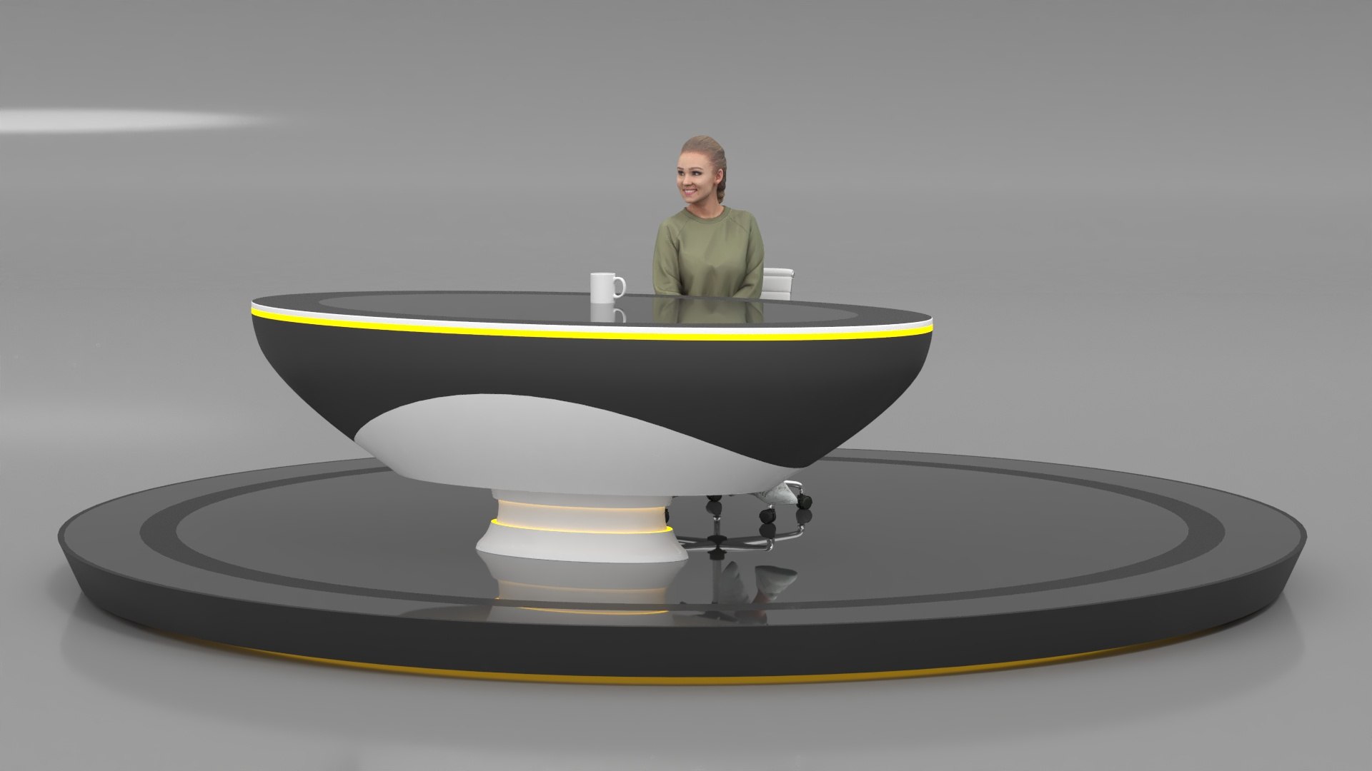 Round News desk 3D model - TurboSquid 2137832