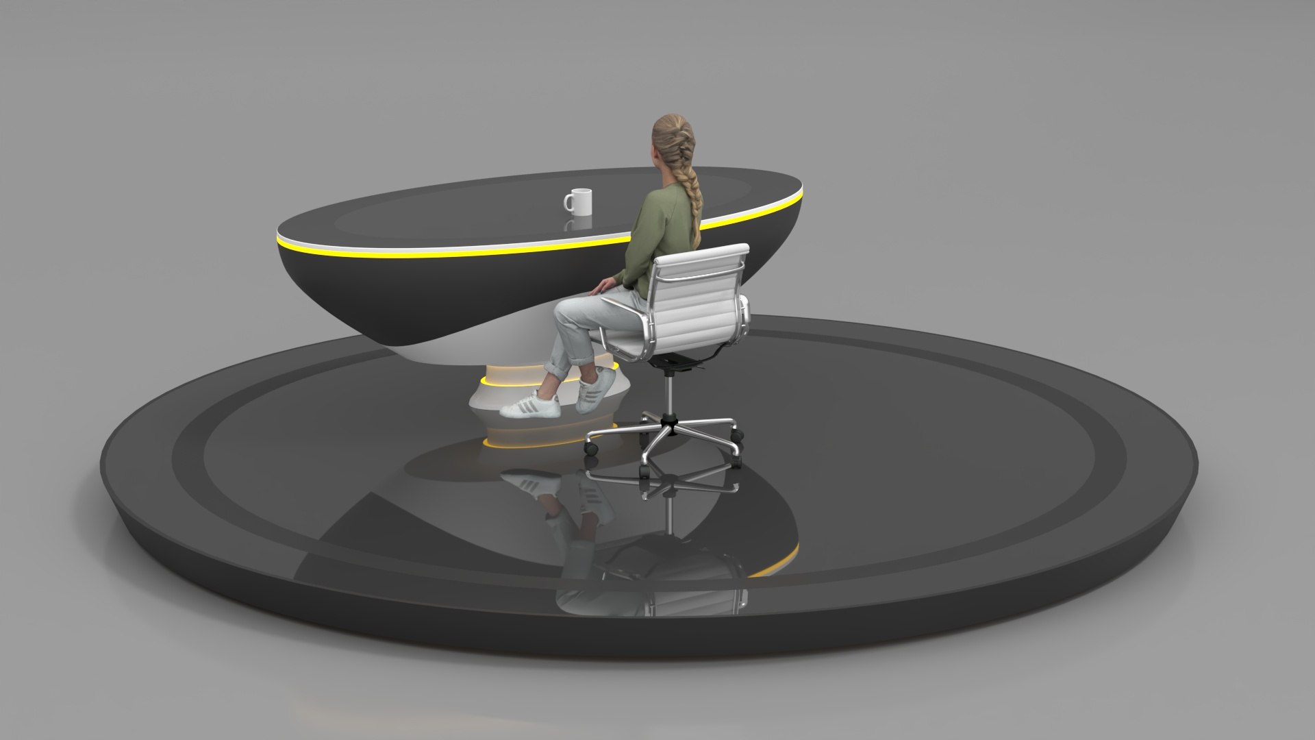 Round News desk 3D model - TurboSquid 2137832