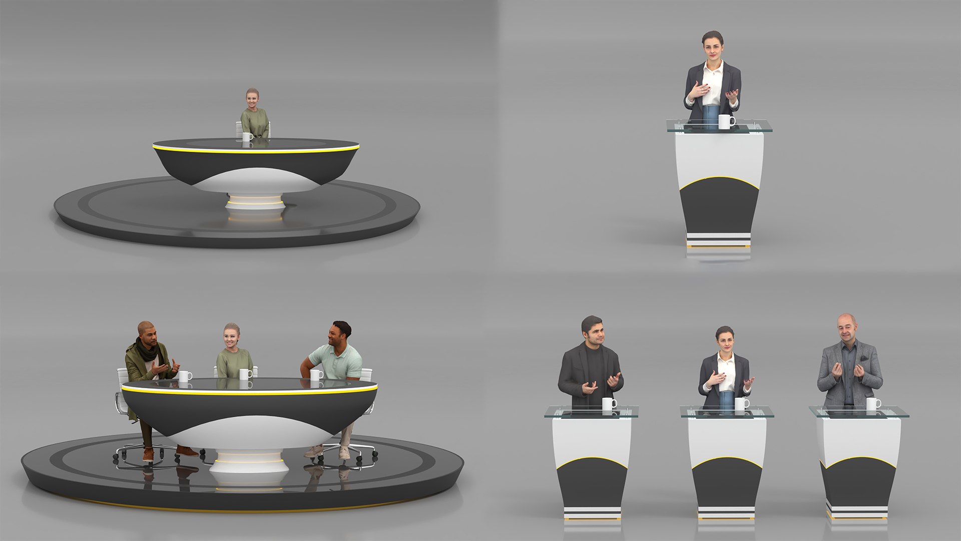 Round News desk 3D model - TurboSquid 2137832